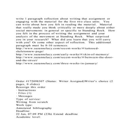 Write 1 paragraph reflection about writing that assignment or enga | PDF
