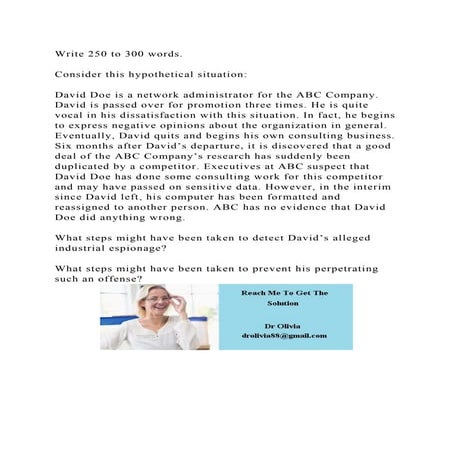 Write 250 to 300 words.Consider this hypothetical situation | DOCX