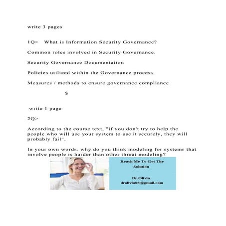 write 3 pages1Q What is Information Security Governance | DOCX