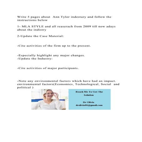 Write 5 pages about Ann Tylor indestury and follow the instructions.docx