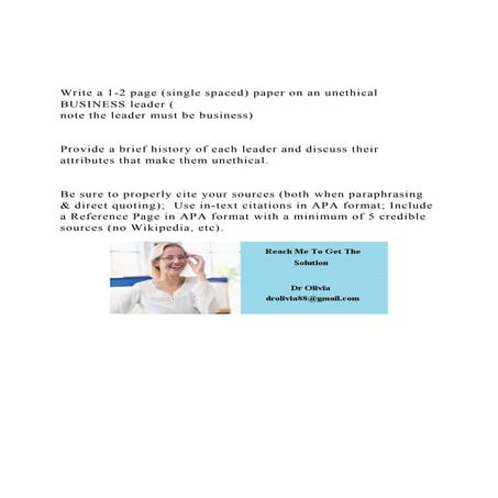 Write a 1-2 page (single spaced) paper on an unethical BUSINES.docx