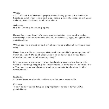 Write a 1,050- to 1,400-word paper on diversity in the workplace.docx