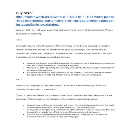 Write a 1,050- to 1,400-word paper that addresses Parts I and II of the ...