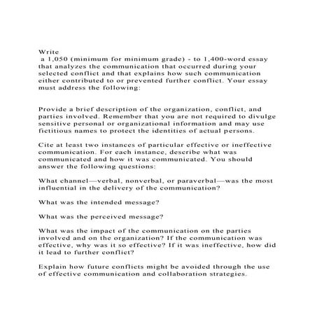 Write a 1,050 (minimum for minimum grade) - to 1,400-word essa