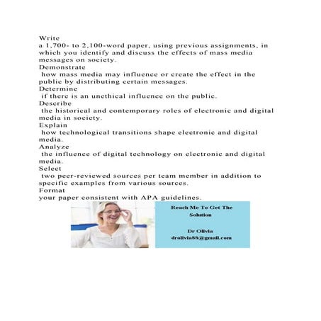 Write a 1,700- to 2,100-word paper, using previous assignments, in.docx