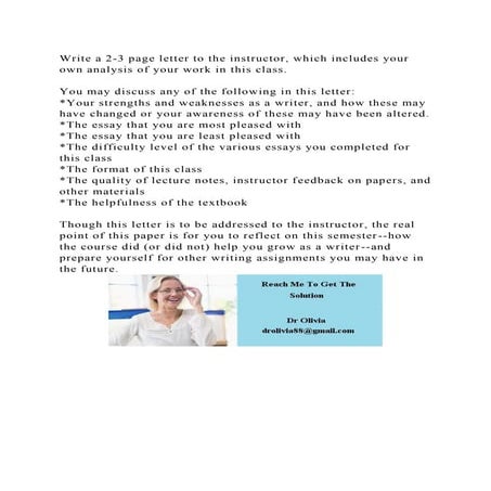 Write a 2-3 page letter to the instructor, which includes your own a.docx