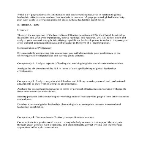 Write a 2-4 page analysis of IES domains and assessment frameworks in.docx