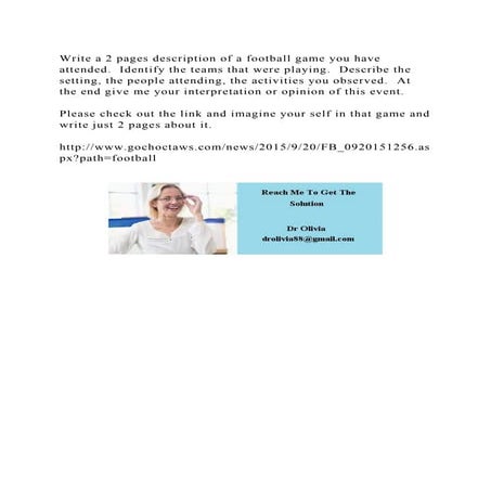 Write a 2 pages description of a football game you have attended. I.docx