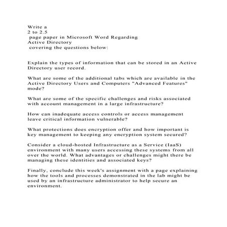 Write a 2 to 2.5 page paper in Microsoft Word Regarding Active | DOCX | Cloud Computing | Internet