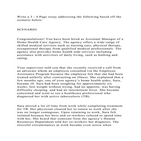 Write a 3 - 4 Page essay addressing the following based off the scen.docx