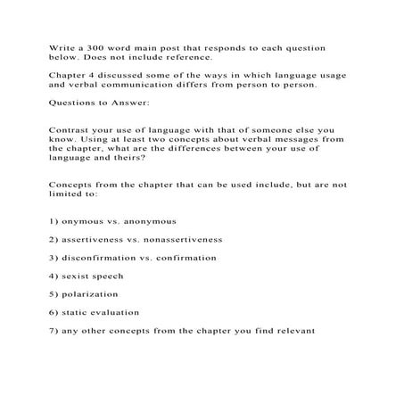 Write a 300 word main post that responds to each question below. Doe.docx