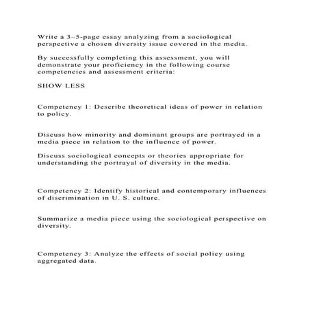 Write a 3–5-page essay analyzing from a sociological perspective a c.docx
