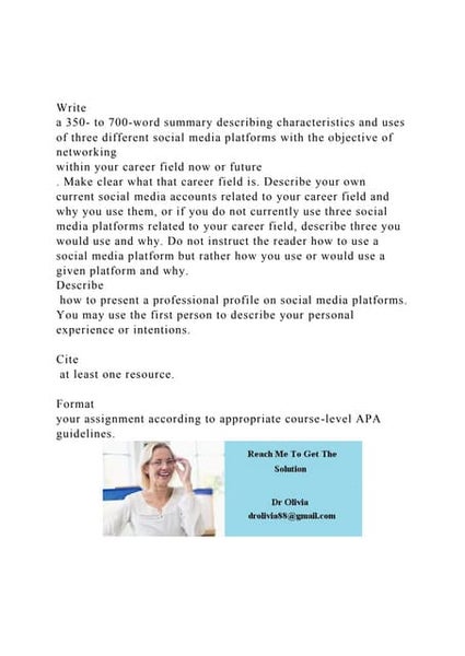 Write A 350 To 700 Word Summary Describing Using Three Different Docx