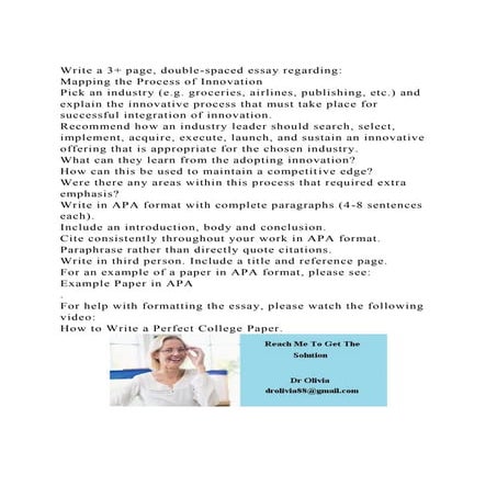 Write a 3+ page, double-spaced essay regarding Mapping the Proc.docx