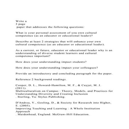 Write a 3 page paper that addresses the following questions.docx