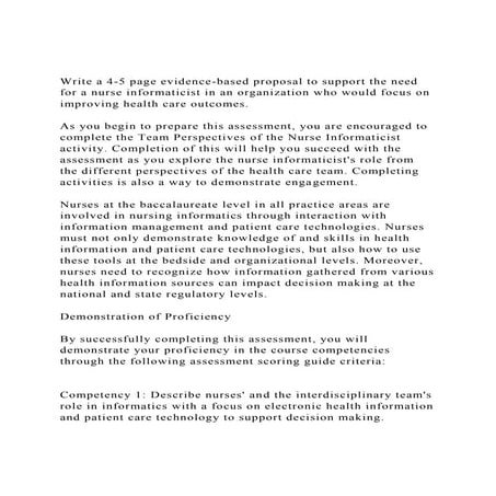 Write a 4-5 page evidence-based proposal to support the need for.docx