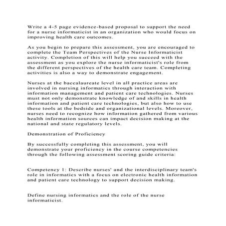 Write a 4-5 page evidence-based proposal to support the need for a n.docx