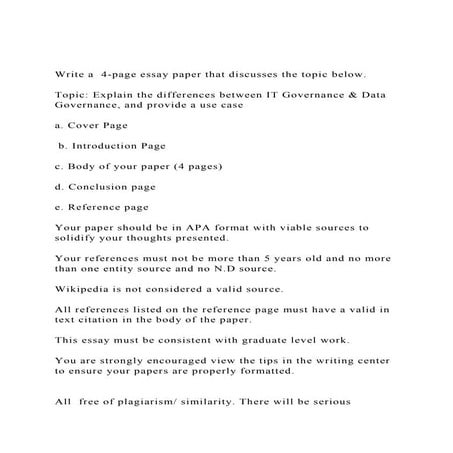 Write a 4-page essay paper that discusses the topic below.T.docx