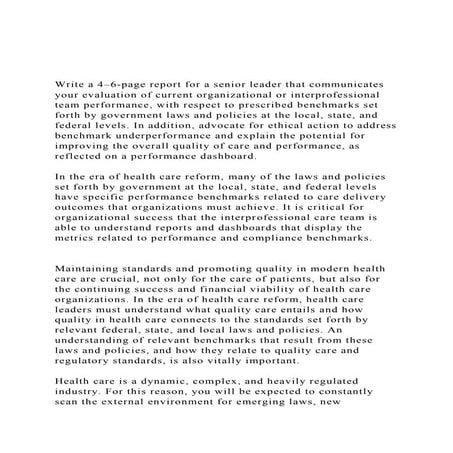 Write a 4–6-page report for a senior leader that communicates .docx