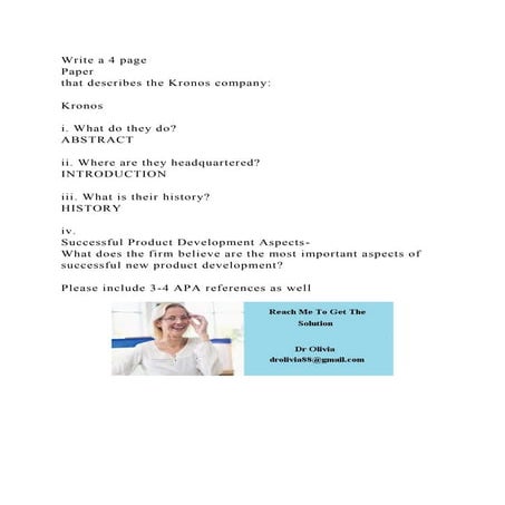 Write a 4 page Paper that describes the Kronos companyKrono.docx