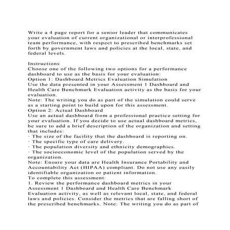Write a 4–6-page report for a senior leader that communicates .docx