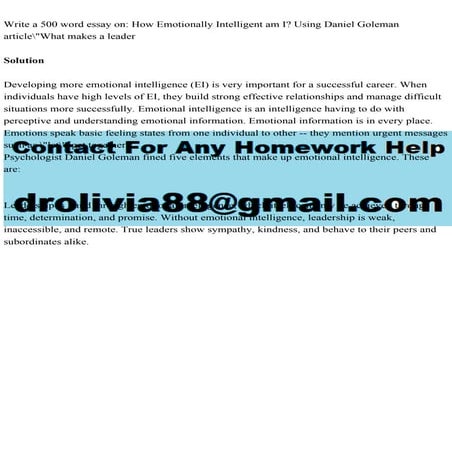 Write a 500 word essay on How Emotionally Intelligent am I Using D.pdf