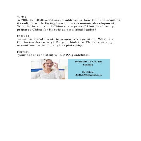 Write a 700- to 1,050-word paper, addressing how China is adapting.docx