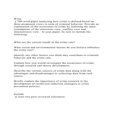 Write a 700-word paper analyzing how crime is defined based on | DOCX ...