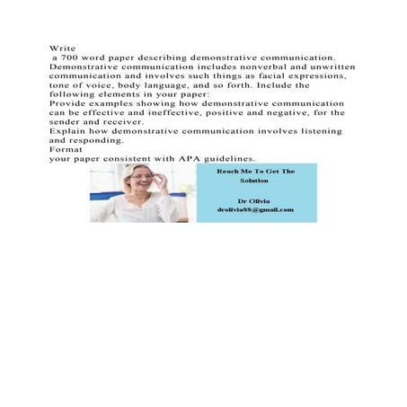 Write a 700 word paper describing demonstrative communication. Dem.docx