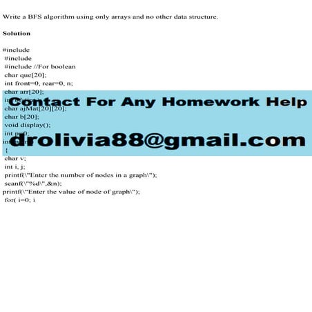 Write A Bfs Algorithm Using Only Arrays And No Other Data Structurepdf 6892