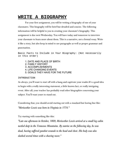 How to write an interesting biography | PDF