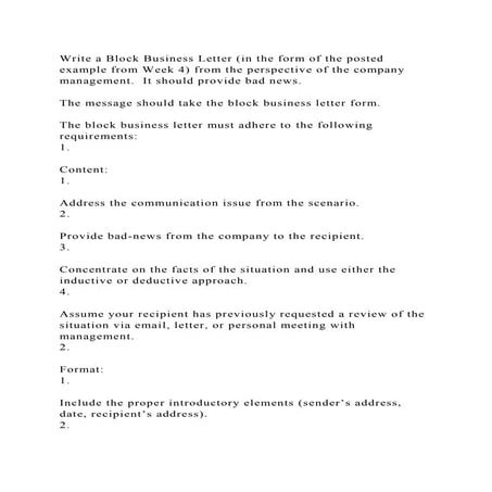 Write a Block Business Letter (in the form of the posted example fro.docx