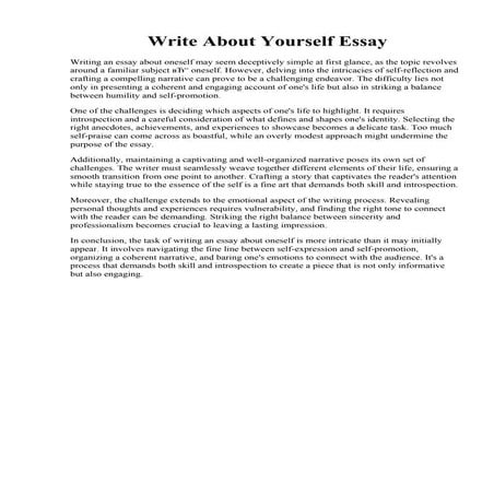 Write About Yourself Essay | PDF