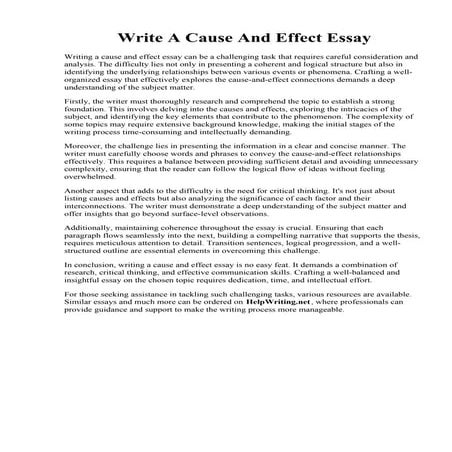 Write A Cause And Effect Essay | PDF