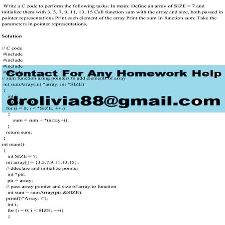 Write a C code to perform the following tasks In main Define an arr.pdf