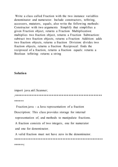 import java.util.Scanner;public class Fraction { instan.pdf