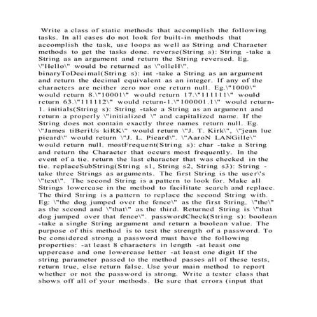 Write A Class Of Static Methods That Accomplish The Following Tasks Docx 4887