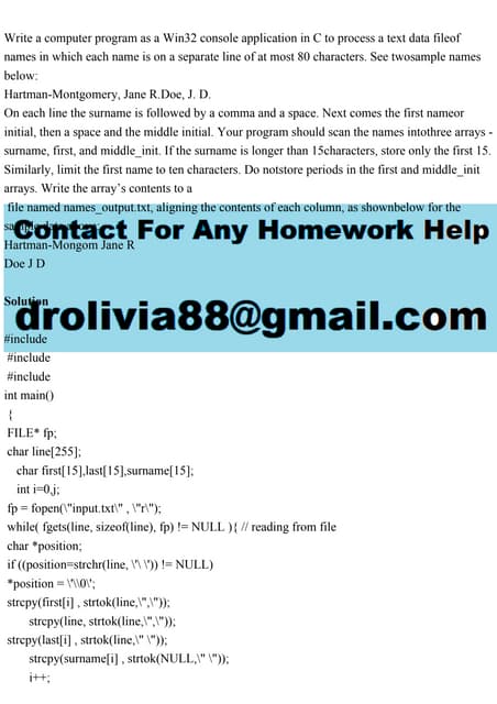 Write A Computer Program As A Win32 Console Application In C To Procpdf
