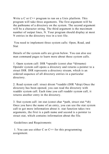 Write A C Or C Program To Run On A Unix Platform This Program Wildocx