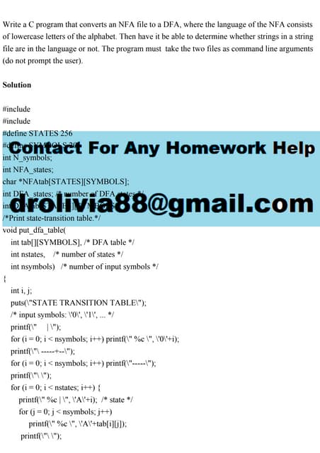 Write A C Program That Converts An Nfa File To A Dfa Where The Langpdf 9914
