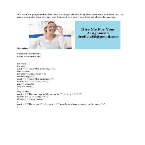 Write A C Program That First Reads An Integer For The Array Size Th Docx