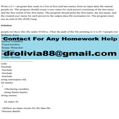 Write a C++ program that reads in a list of first and last names fro.pdf