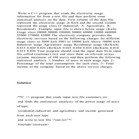 Write a C++ program that reads the electricity usage information for .docx
