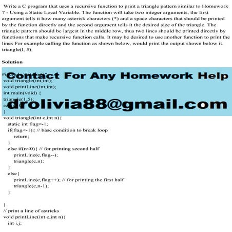 Write A C Program That Uses A Recursive Function To Print A Triangle Pdf 4438