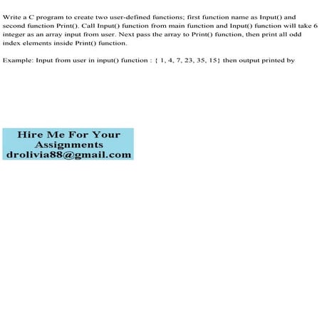 Write A C Program To Create Two User Defined Functions First Functipdf 9532