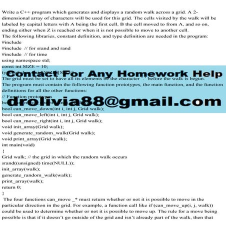 Write a C++ program which generates and displays a random walk acros.pdf