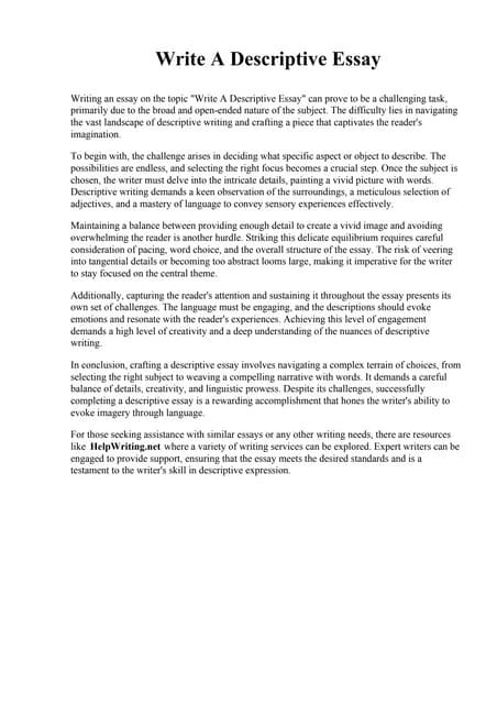 A Descriptive Essay About A Place | PDF