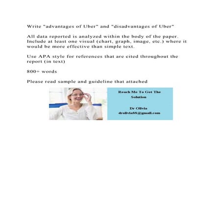 Write advantages of Uber and disadvantages of Uber All data .docx