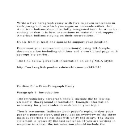 Write a five paragraph essay with five to seven sentences in eac.docx