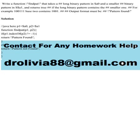 Write A Function Findpat That Takes A Long Binary Pattern In Pdf 7824